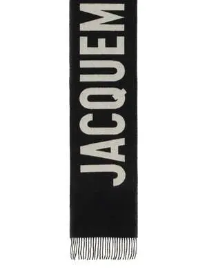 Jacquemus Sciarpa In Lana Con Frange E Logo
