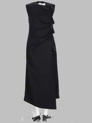 Bottega Veneta Abito Midi Con Dettagli Knot In Pelle - Black
