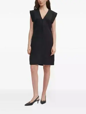 BENETTON V-neck Cap-sleeve Mini Dress - Black