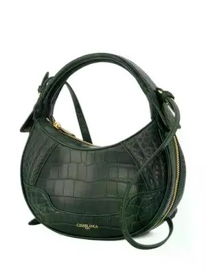 Casablanca Biker Croc-effect Leather Shoulder Bag - Green
