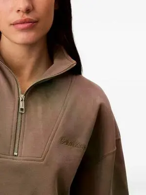 Calvin Klein Quarter-zip Logo-embroidered Sweatshirt
