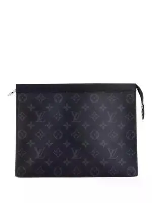 LOUIS VUITTON Pochette Voyage Monogram Eclipse Canvas Mm Clutch Bag - Black