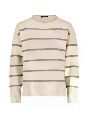 BETTY BARCLAY Sequin-embellished Striped Sweater - Neutrals