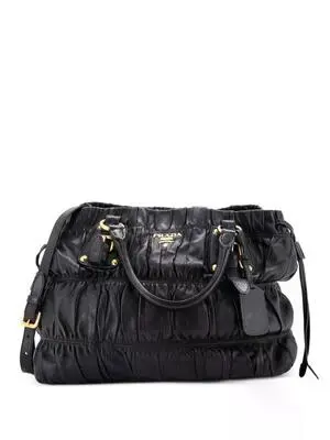 Prada Gaufre Convertible Nappa Leather Large Tote Bag - Black