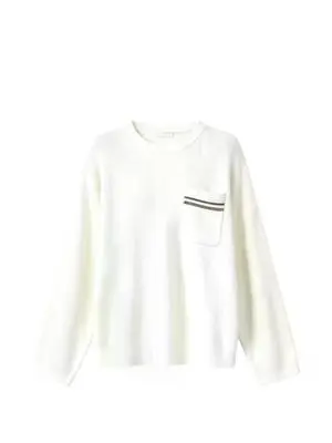Brunello Cucinelli Ribbed-knit Chest-pocket Sweater - White