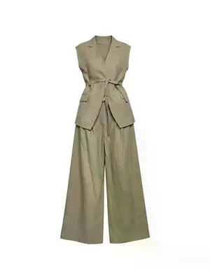 Brunello Cucinelli Tie-fastening Waistcoat And Palazzo Pants