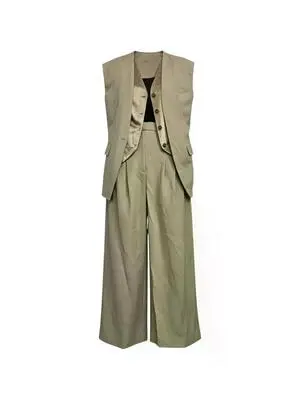 Brunello Cucinelli Tie-fastening Waistcoat And Palazzo Pants