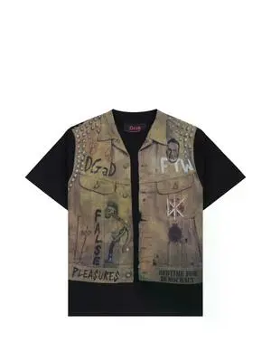 PLEASURES Vest-print Heavyweight T-shirt - Black