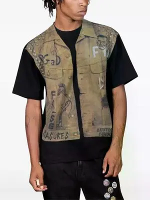 PLEASURES Vest-print Heavyweight T-shirt