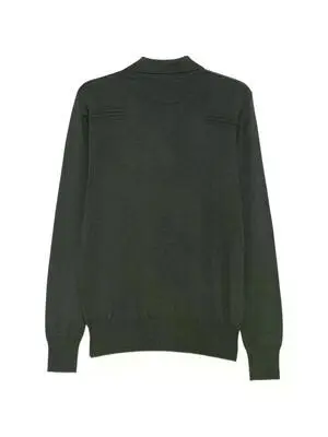 Patrizia Pepe Fine-knit Long-sleeved Polo Shirt - Green
