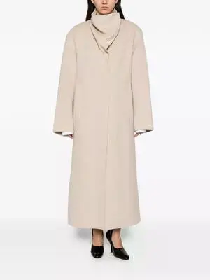 Sportmax Asymmetric Draped-collar Coat - Neutrals