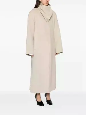 Sportmax Asymmetric Draped-collar Coat - Neutrals