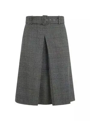 SLOWEAR Prince Of Wales Check Belted Skirt - Grey