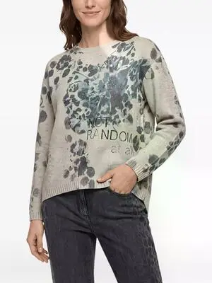 BETTY BARCLAY Rhinestone-embellished Floral-print Sweatshirt - Neutrals