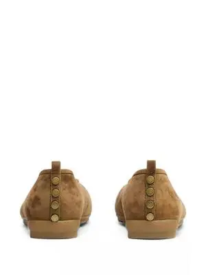 Ash Breeze Suede Stud-embellished Fur-trim Ballet Flats - Brown