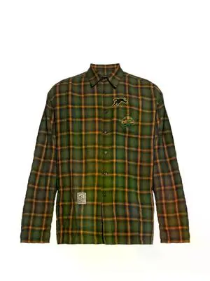 SONG FOR THE MUTE Check-pattern Patch-detail Shirt - Green