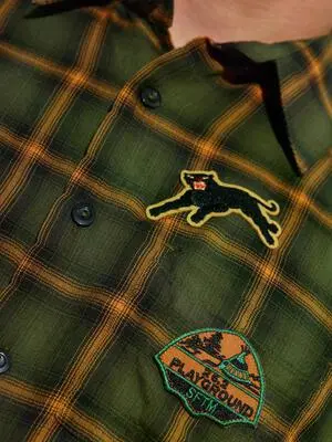 SONG FOR THE MUTE Check-pattern Patch-detail Shirt