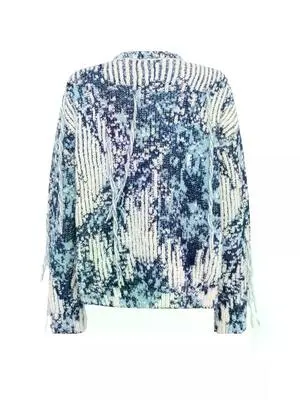 LANEUS Distressed Intarsia-knit Sweater