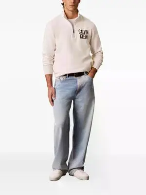 Calvin Klein Logo-embroidered Quarter-zip Sweatshirt