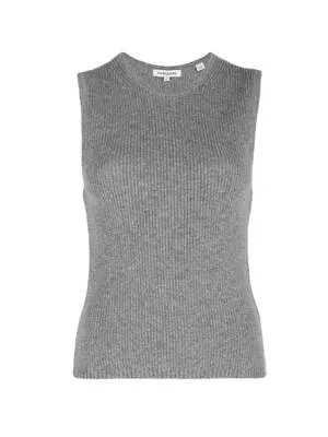 Veronica Beard Sid Ribbed Tank Top - Grey