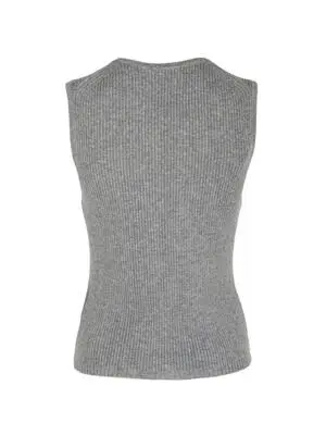 Veronica Beard Sid Ribbed Tank Top - Grey