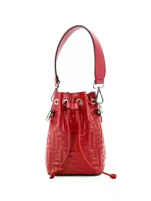 Fendi Mon Tresor Zucca Embossed Leather Mini Bucket Bag - Red