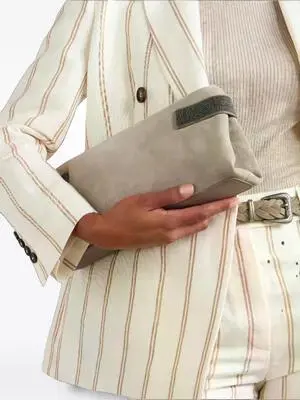 Brunello Cucinelli Monili-embellished Suede Clutch Bag