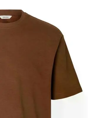 SELECTED Crew-neck T-shirt - Brown