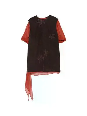 SAMUEL GUÌ YANG Floral-print Layered Blouse - Red