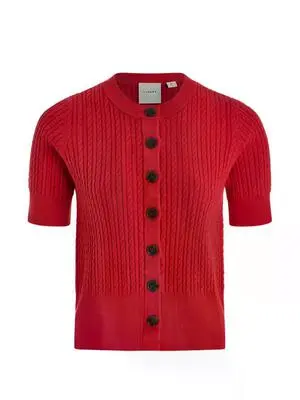 Varley Rhys Cable-knit Cardigan - Red