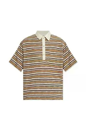 SONG FOR THE MUTE Striped Short-sleeve Polo Shirt - Neutrals