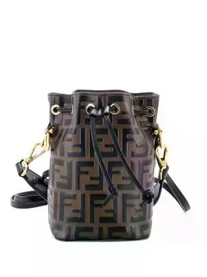 Fendi Mon Tresor Zucca Embossed Leather Mini Bucket Bag - Brown