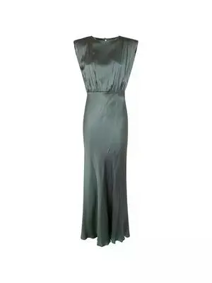 SEMICOUTURE Maxi Casilda Pleated-bodice Sleeveless Dress - Green