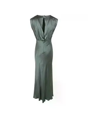 SEMICOUTURE Maxi Casilda Pleated-bodice Sleeveless Dress - Green