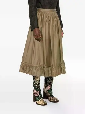 MAISON MARGIELA Ruffled-trim Flared Skirt - Green