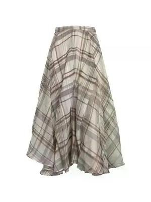 Brunello Cucinelli Check-pattern Flared Midi Skirt