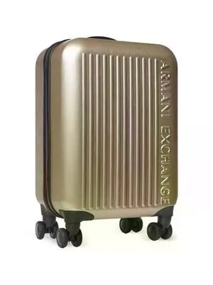 Armani Exchange Logo-embossed Ridged Suitcase - Gold