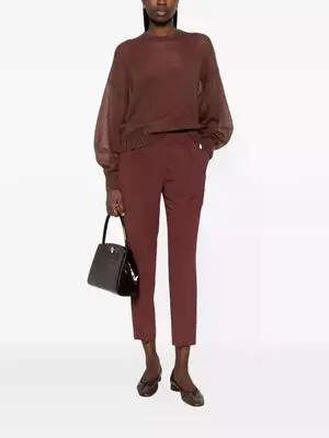Brunello Cucinelli Elasticated-waistband Pressed-crease Trousers - Brown