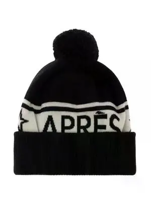 Perfect Moment Logo-intarsia Pompom Beanie Hat - Black
