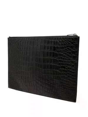 Saint Laurent 2016 Croc Embossed Leather Document Holder Clutch Bag