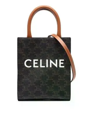 Celine 2022 Mini Triomphe Coated Canvas Vertical Cabas Satchel