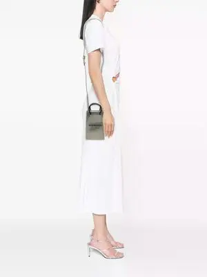 Balenciaga 2019 Mini Patent Logo Shopping Phone Holder Satchel - Silver