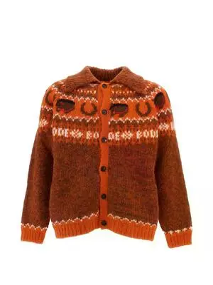 BODE Corral Intarsia-motif Horse-detail Cardigan - Brown
