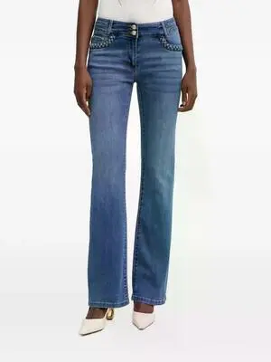 MORGAN Braided-trim Bootcut Jeans - Blue