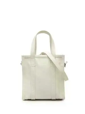 Balenciaga 2021 Lambskin Bazar Shopper Xxs Satchel - White
