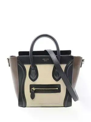 Celine 2010-2026 Nano Tricolor Leather Luggage Tote Satchel - Brown
