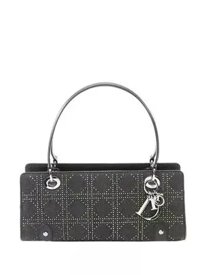 Dior 20th Century Denim Cannage Studded Lady East West Shopper Bag Handbag - Black