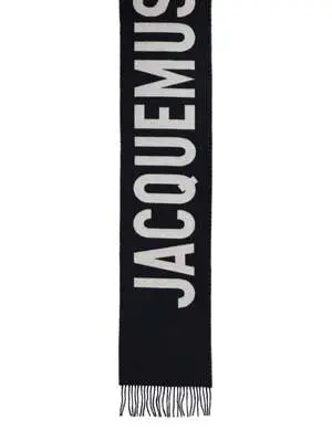 Jacquemus Sciarpa In Lana Con Frange E Logo