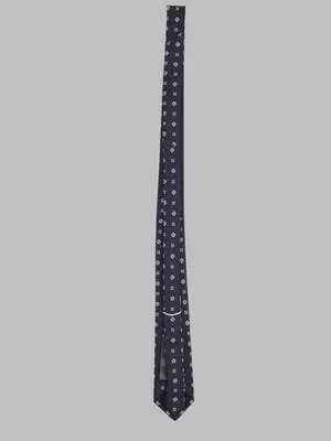 Saint Laurent Cravatta In Jacquard Di Seta - Blue