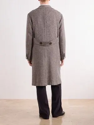 Kiton Herringbone Cashmere And Wool-blend Coat